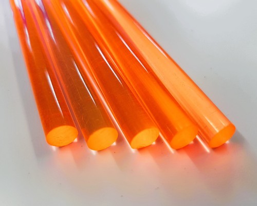 Acrylic Round Bar fluorescent Orange Rod 1/4" Various Lengths 50mm to ...