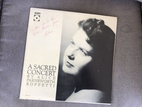 "A Sacred Concert" Alice Farnsworth Boffetti" Signed Triumph Records ...