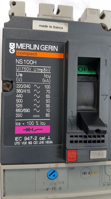 Merlin GERIN 63a 3 Phase Circuit Breaker NS100H for sale online | eBay