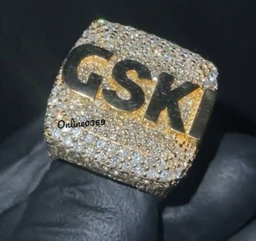 2.49ct Simulated Diamond Mens Bust Down Custom Letters Ring 925 Silver ...