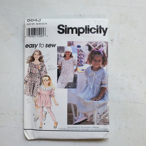 Vtg Simplicty Girls Dress Tunic Leggings Ruffle Child 8-14Pattern 8843 ...