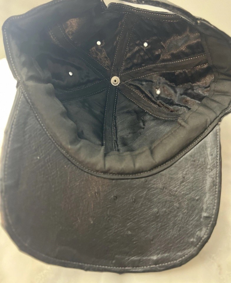 Exotic Cap Genuine Ostrich Color black Adult Size Adjustable hat Gorra ...