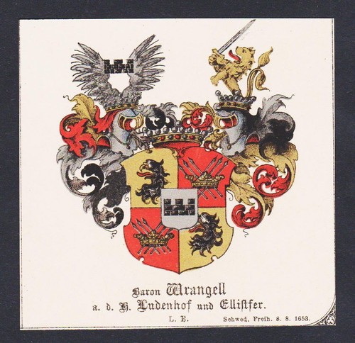 19.Jh. By Socks Wrangell Ludenhof Emblem Heraldry Coat of Arms Heraldry ...