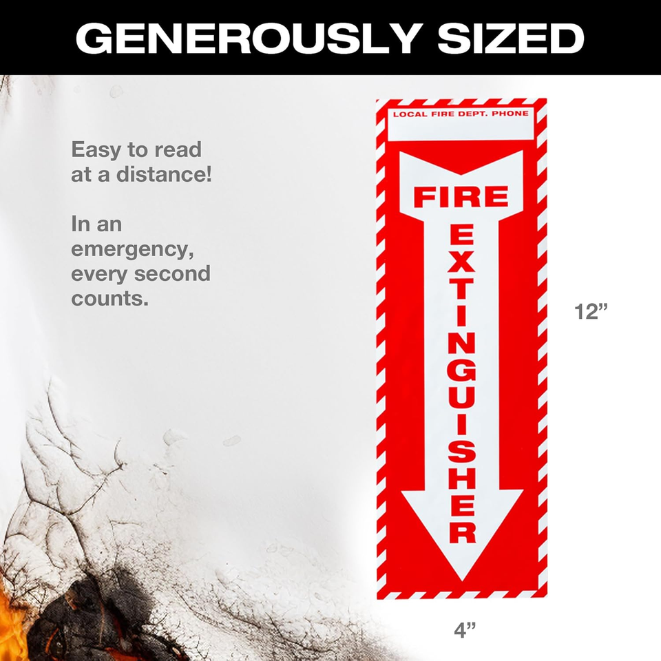 Fire Extinguisher Sign, down Arrow Stickers, Pack of 10 (4 X 12"), Red ...