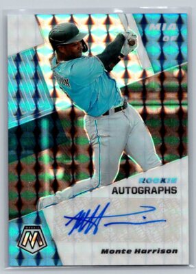 2021 Panini Mosaic #RAM-MH Monte Harrison Rookie Autographs Mosaic RC ...