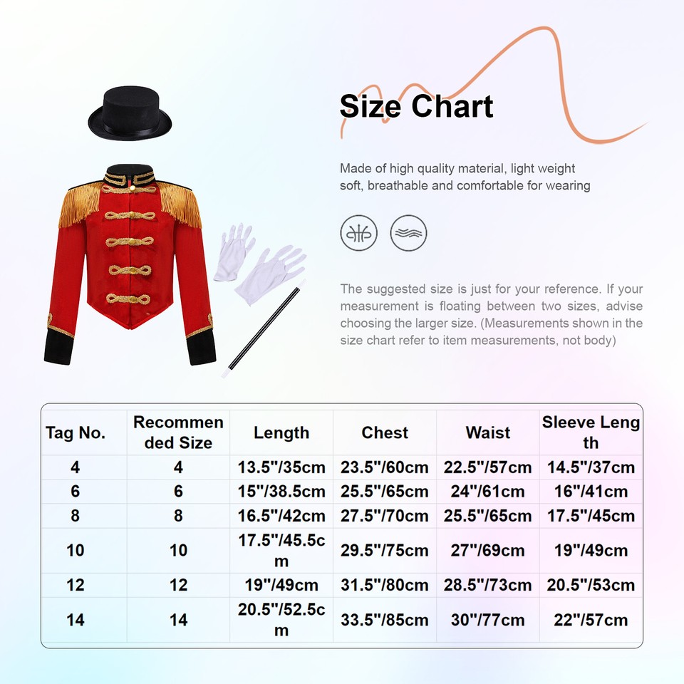 Boy Girls Circus Ringmaster Jacket Tassel Coat Marching Band Uniform ...