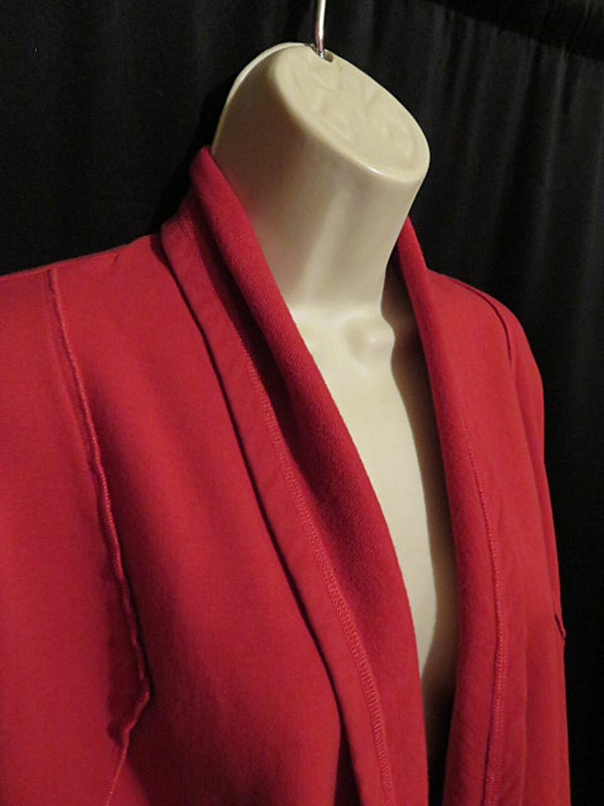 Habitat Red Open Face Jacket Artsy Stretchy Cotton Knit Asymmetrical ...