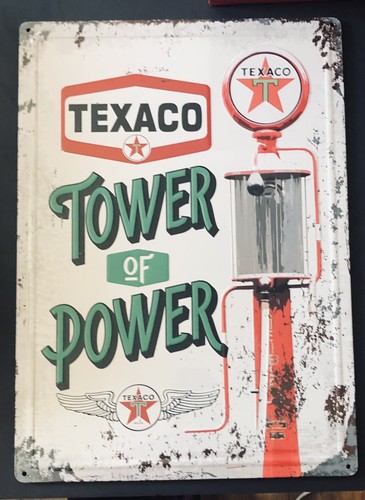 Texaco Gasoline Metal Sign TOWER OF POWER, Gas Pump Sign 16” X 13 ...
