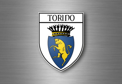 Sticker decal souvenir car coat of arms shield city flag turin italy | eBay