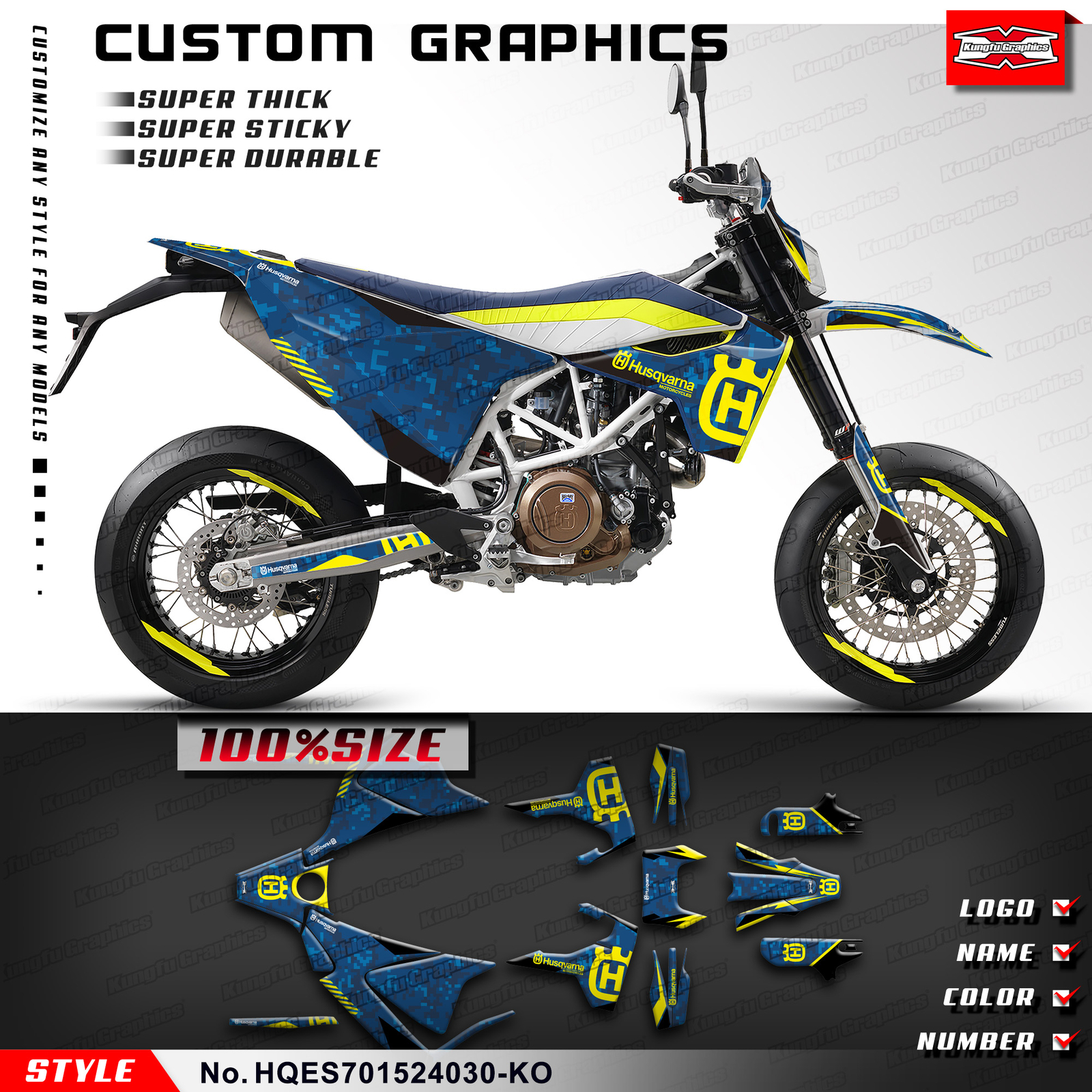 Motorcycle Graphics Decals for Enduro 701 Supermoto 2015-2024 ...