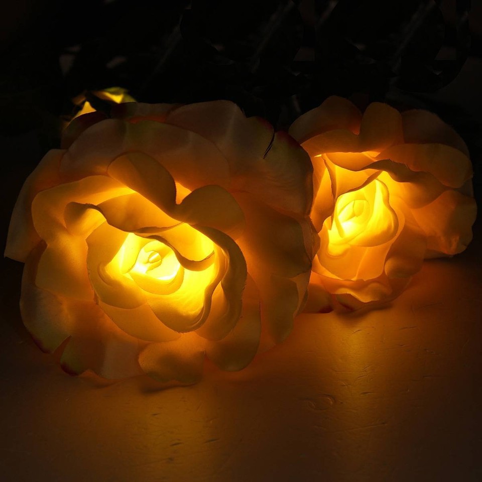 Solar Power Rose Flower Garden Stake Outdoor landscape Lamp Yard LED ...