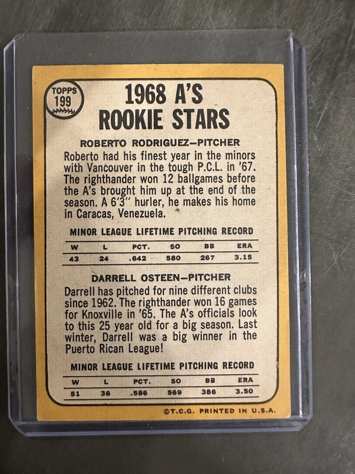 1968 Topps - 1968 Rookie Stars #199 Darrell Osteen, Roberto Rodriguez ...