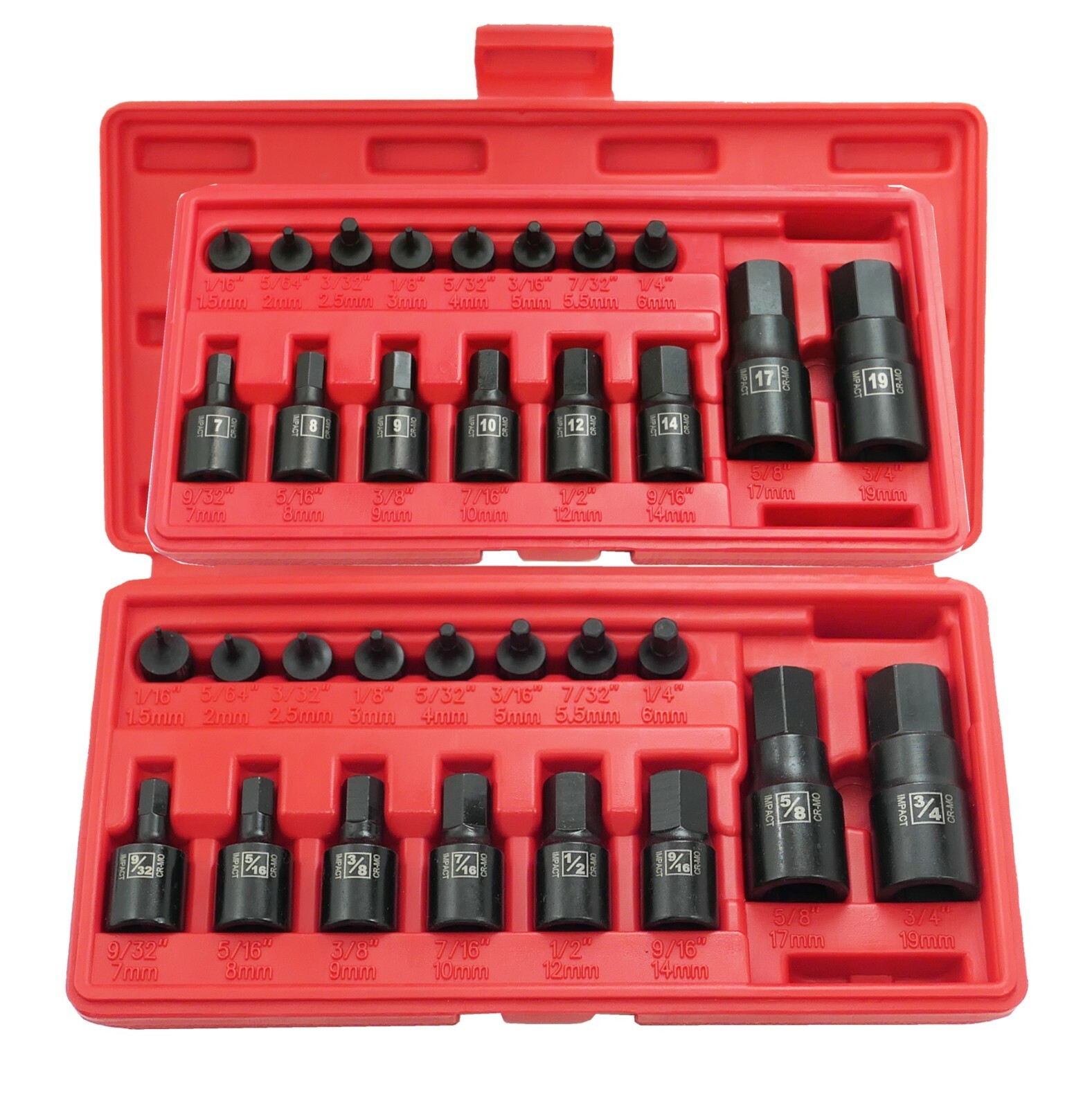 32PC PRO Hex Allen Master Impact Socket Bit Set CR-MO Steel | 1/4" 3/8 ...