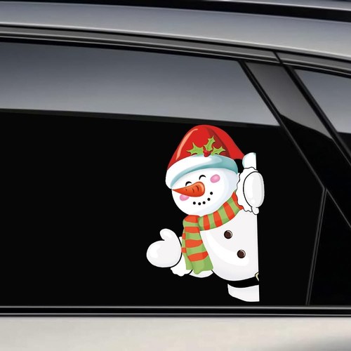 Funny Christmas Peeking Sticker Santa Claus Window Sticker Snowman ...