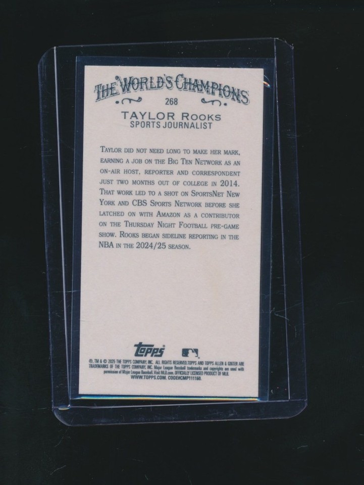 TAYLOR ROOKS 2025 TOPPS ALLEN & GINTER MINI BLACK BORDERED PARALLEL ...