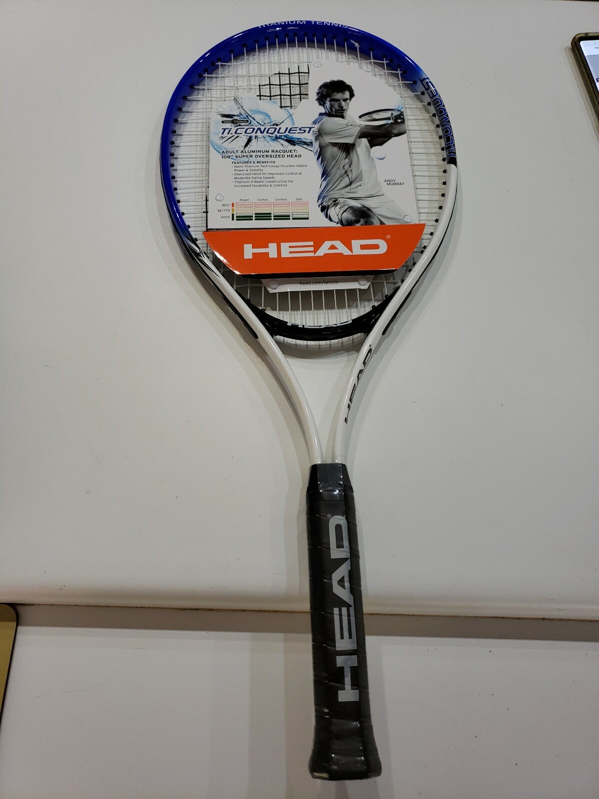 Head TI Conquest Tennis racket 4 1/2-4 Titanium Blue/White | eBay
