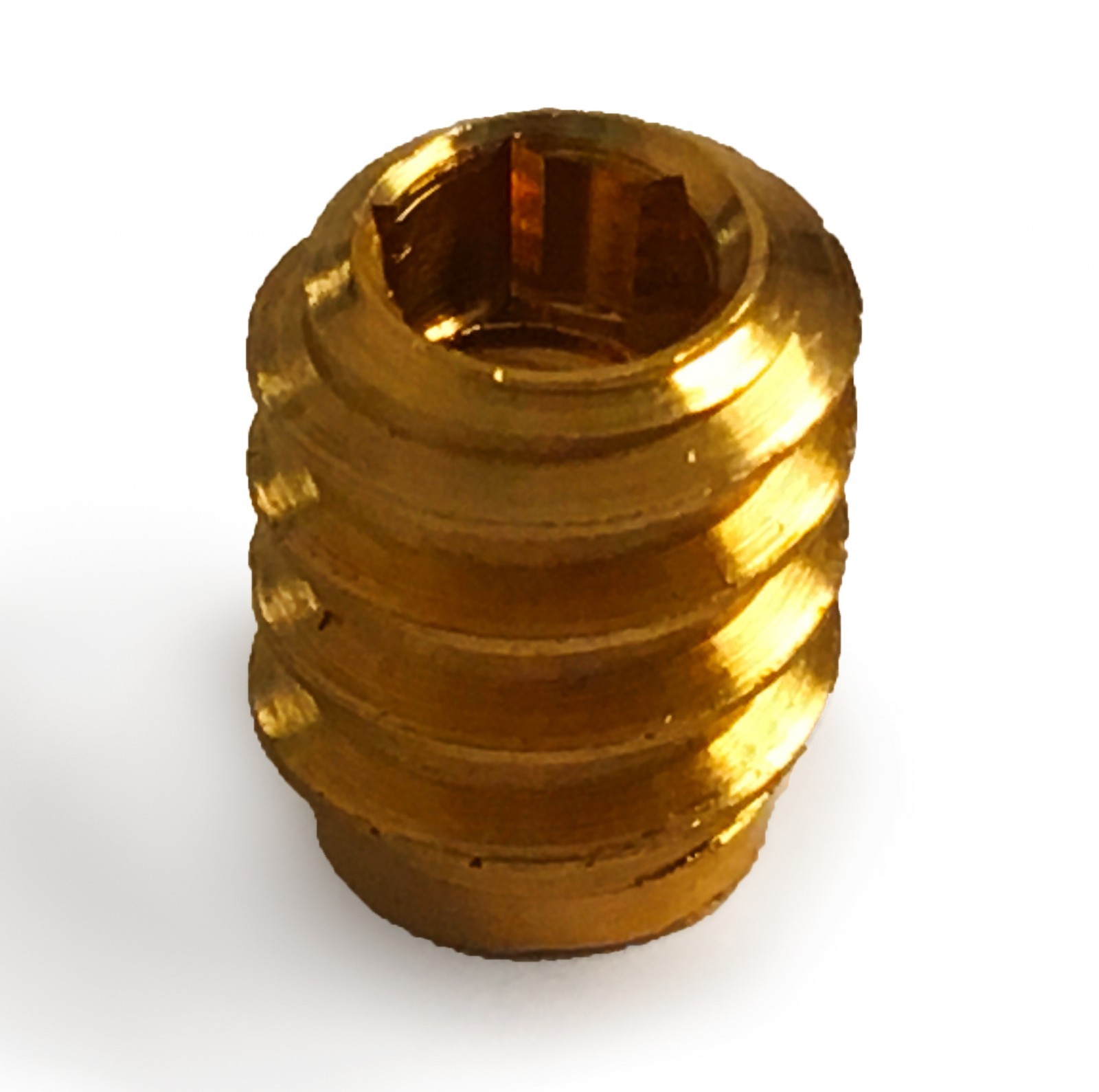 M4 x 10mm Unheaded Hex Drive Solid Brass Screw Threaded Wood Inserts ...