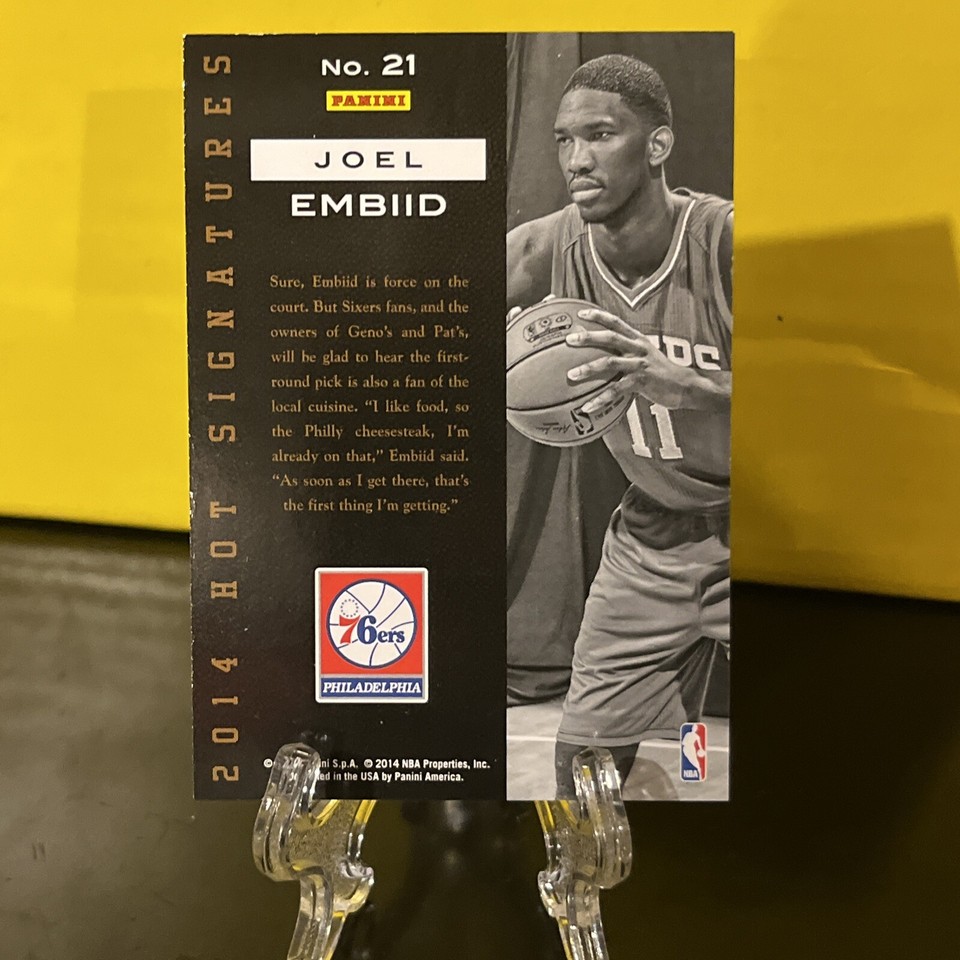 2014 Joel Embiid Rookie RC Auto Panini Hot Signatures 76ers Basketball ...