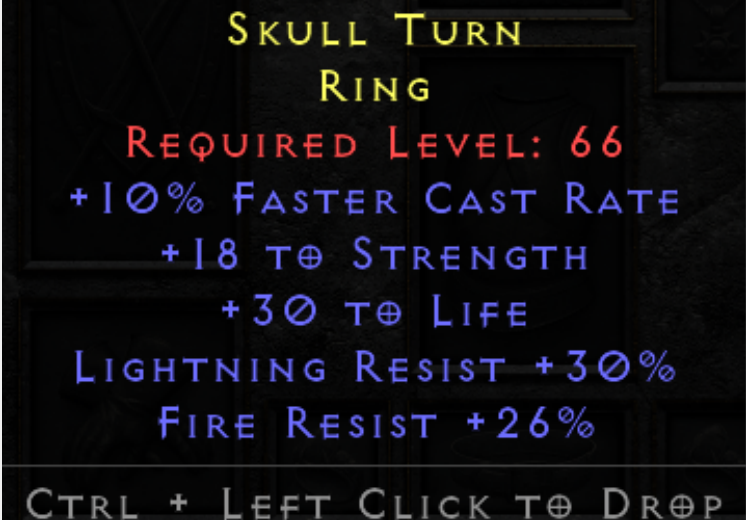 D2r rare ring fcr ring 10fcr 18str 30life 30lr 26fr--non ladder sc ...