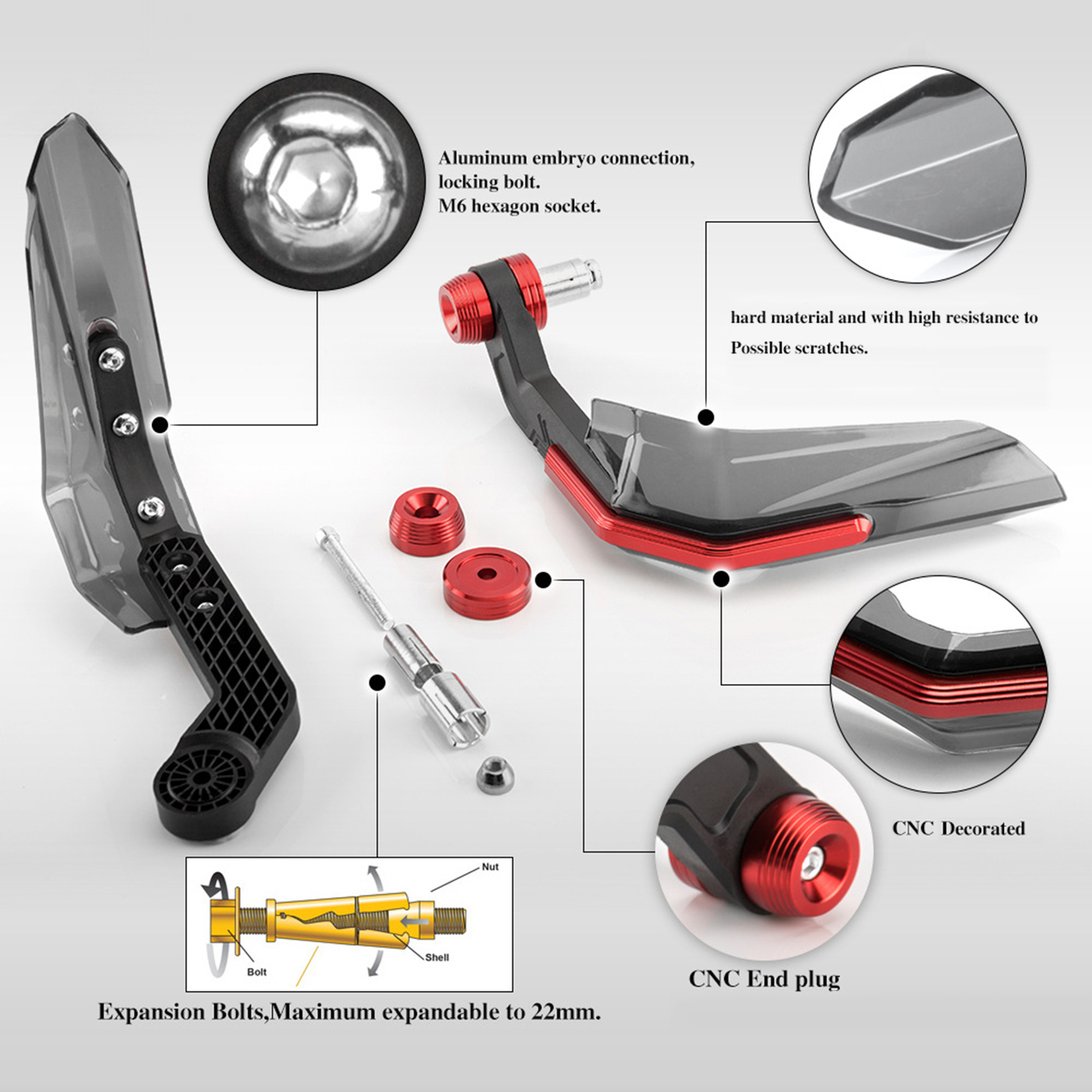 Motorcycle Handguards, Anodized Motorbike Handguards Wind Protector ...