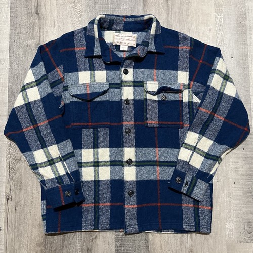 Filson Wool Jac Shirt Cobalt Blue Plaid Heavy Mens Shacket Button ...