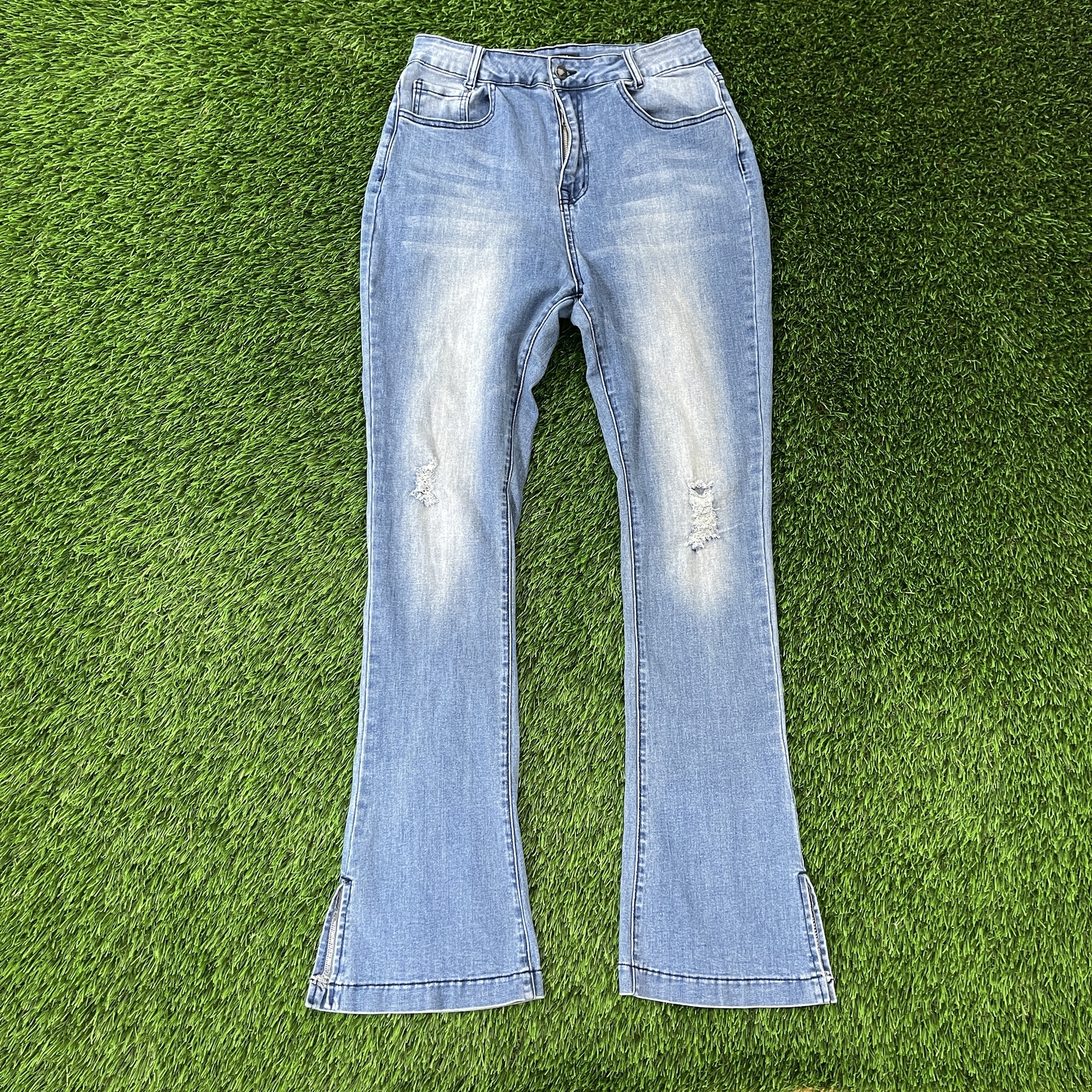 Vintage 70s Inspired Disco Flared Distressed Jeans Wo… - Gem