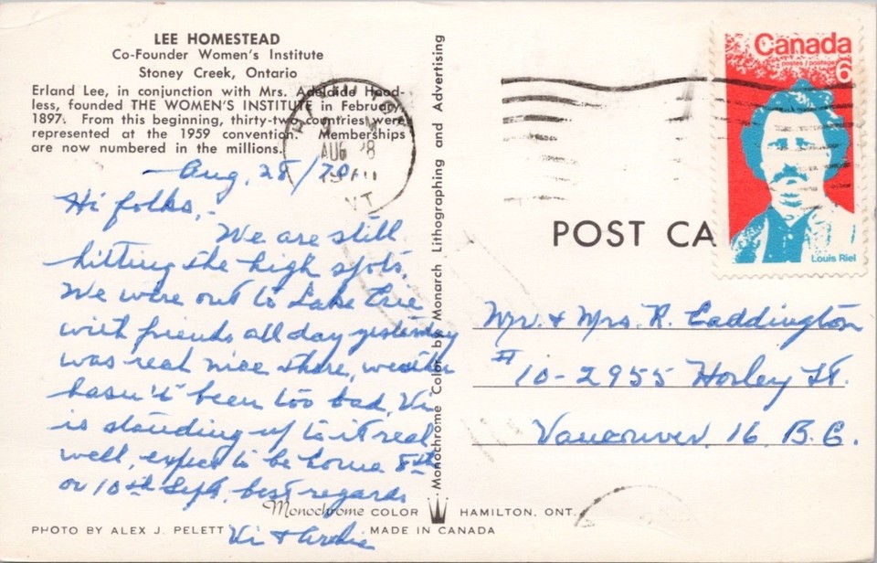 Lee Homestead Stoney Creek Ontario ON Postcard E18 *As Is | eBay