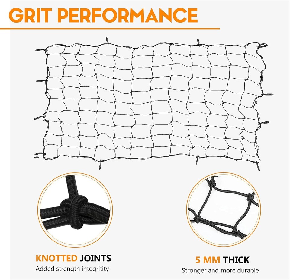 6' x 5' Heavy Duty Bungee Cargo Net Stretches to 12' x 10' - Latex 70 ...