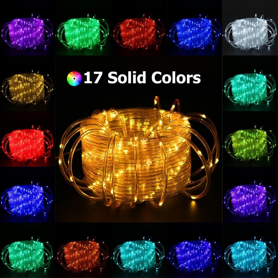 50 Ft Outdoor Rope Light IP68 Waterproof 25 Color Changing String ...