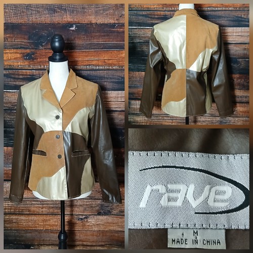 RAVE Vintage 90s Jacket Size M Patchwork Vegan Faux Leather Lined ...