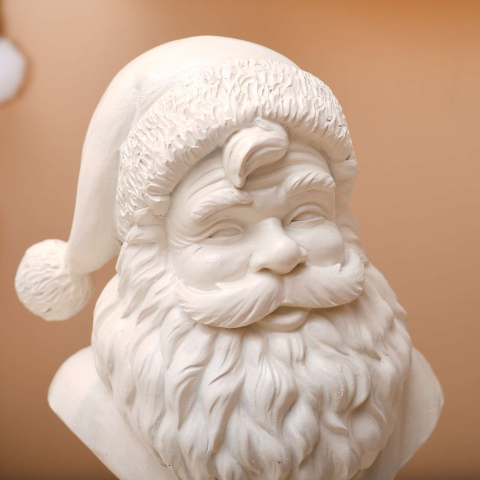 Neutral Santa Bust Christmas Tabletop 10.8" Xmas Decor, White, Holiday ...