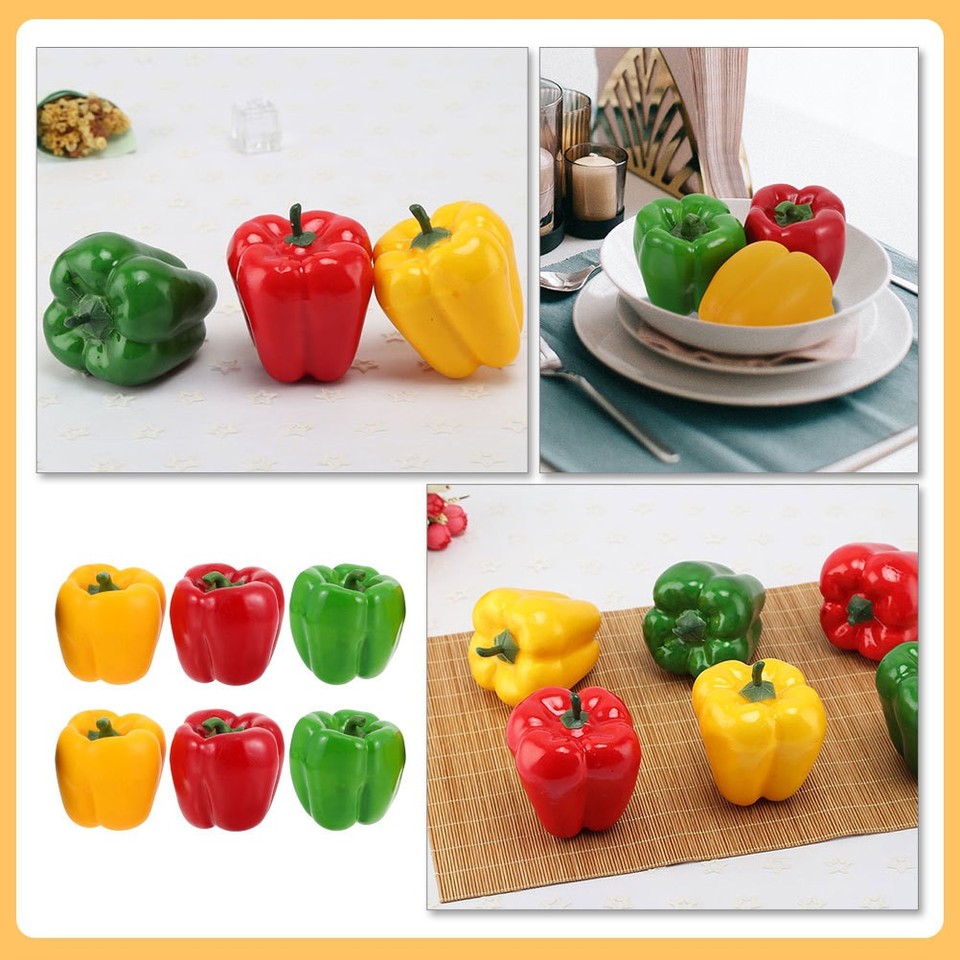 6 Pcs Decorative Bell Pepper Models Artificial Vegetables Realistic ...