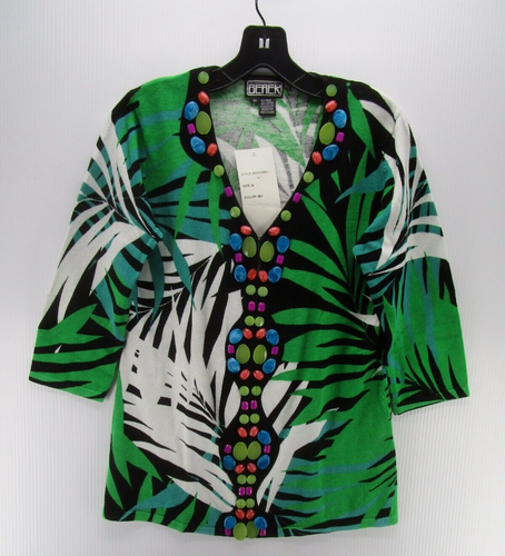 VINTAGE Berek Sweater Women Medium Green Art To Wear Pullover Beaded ...