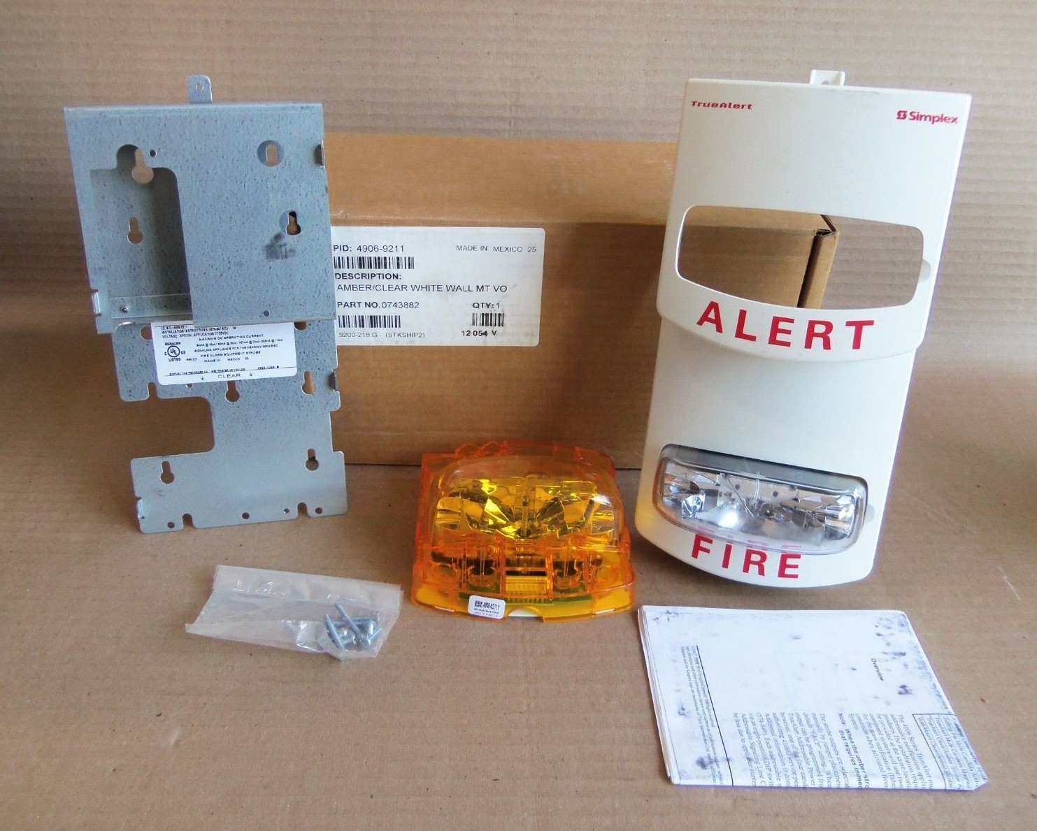 NEW Simplex 4906-9211 Amber and Clear White Wall Mount Strobe Fire ...