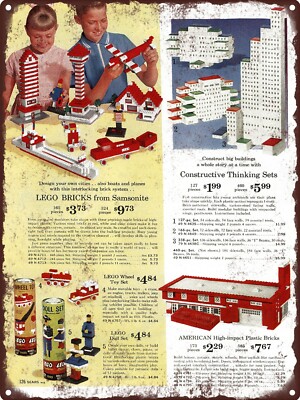1963 Lego Toy Bricks Samsonite Wheel Toy Doll Set Metal Sign 9x12" A079 ...