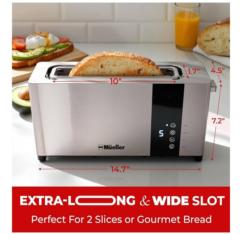 Mueller UltraToast Stainless Steel Toaster 2 Slice, Extra-Wide *RETAIL ...