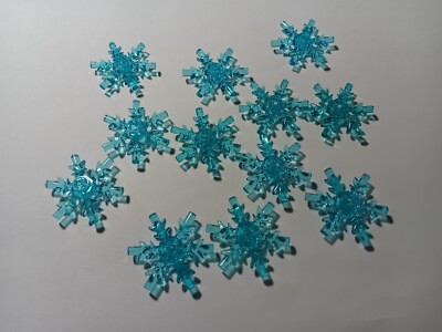 LEGO BULK LOT 12 TRANS LIGHT BLUE 4X4 ROCK CRYSTAL ICE SNOWFLAKE #X789 ...