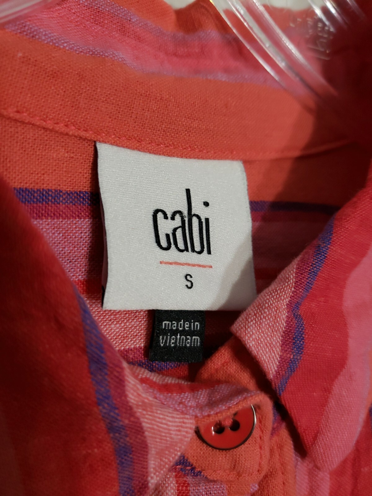 CABI Tickled Pink Striped Linen Button Front Short Sl… - Gem