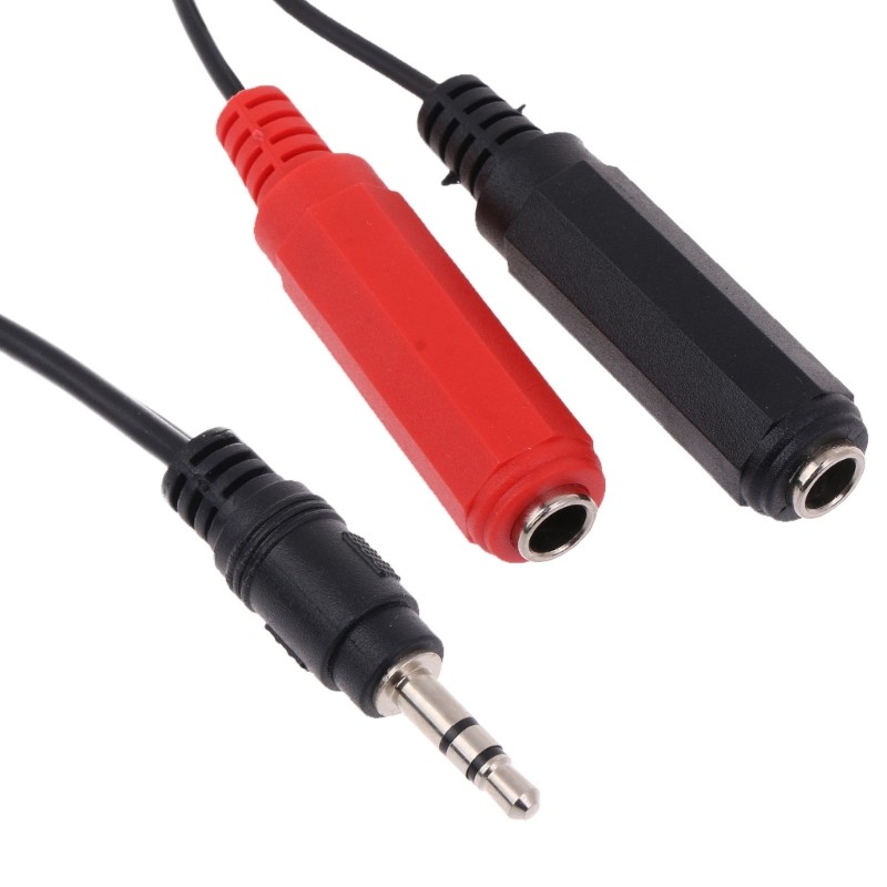 3.5mm Male-Plug to Dual 6.35mm Female Jack Adapter Y Splitter Cable ...