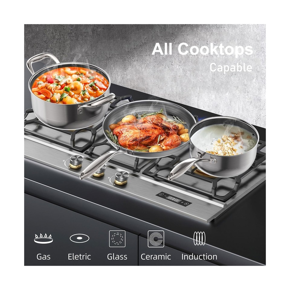 COOKER KING Stainless Steel Cookware Set, Pots and Pans Set Non Sti ...