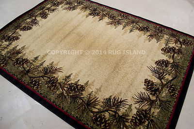 Lodge Cabin Rustic Forest Pinecone Area Rug **FREE SHIPPING** | eBay