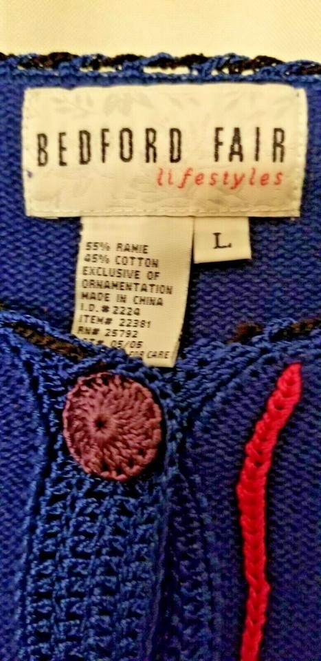 Women's Knit Sweater Cardigan Vertical Stripe Design Blue Boutique Size ...