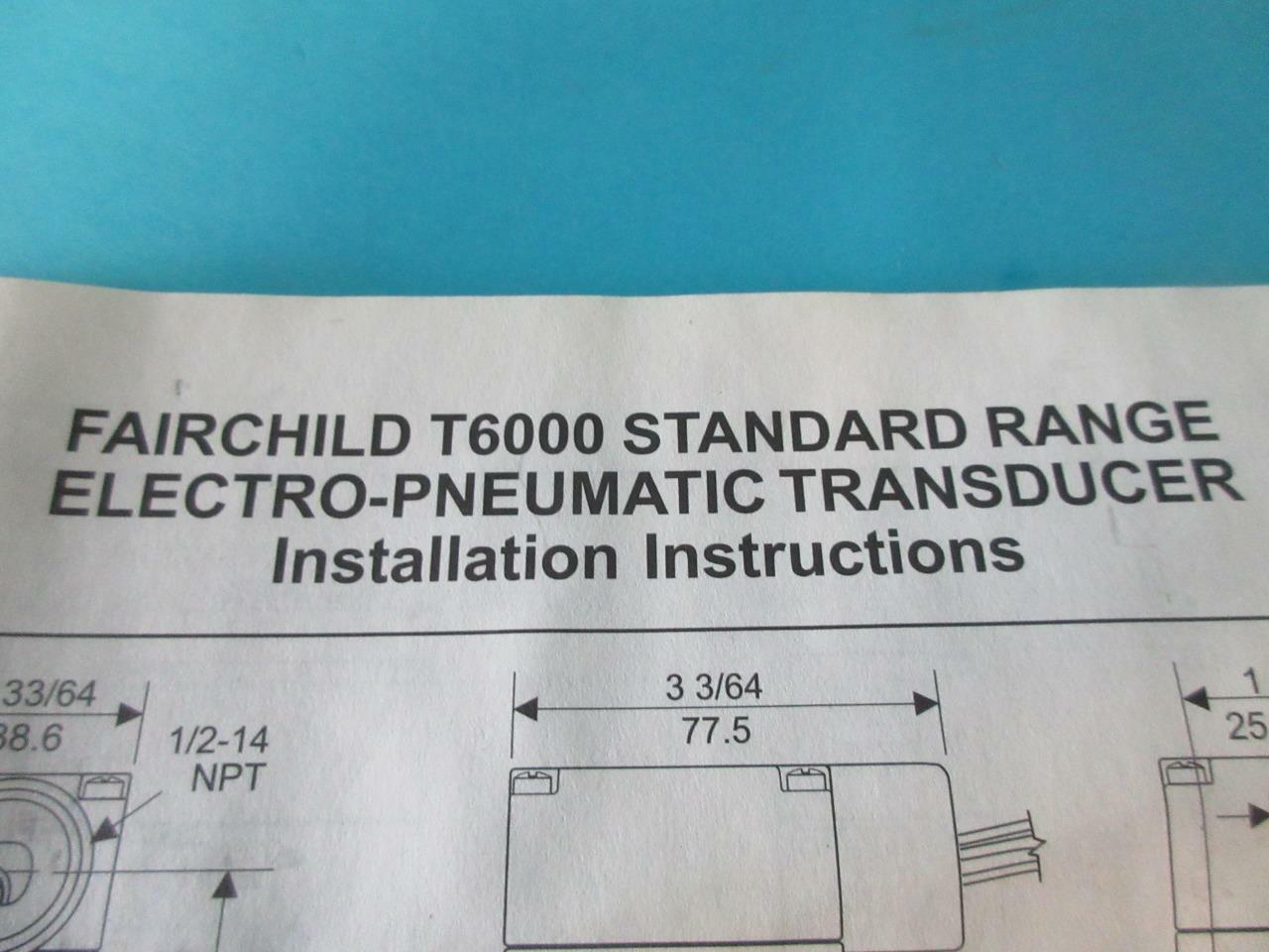 Fairchild T6000 Electric to Pneumatic Transducer T6000-44 for sale ...