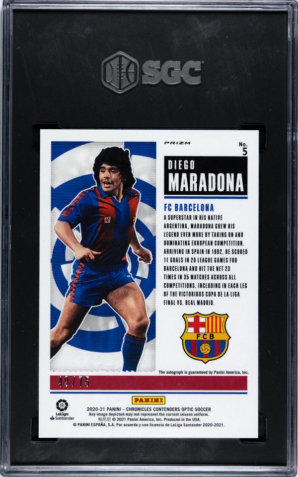 2020 Diego Maradona Panini Ticket Silver Barcelona Autographed 49/75 ...
