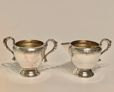 Essay Canada Silver Plated EP Copper Lead Mounts Creamer and Sugar Bowl ...