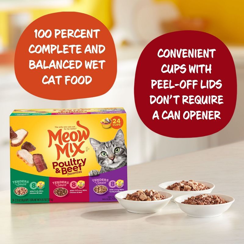Meow Mix Tender with Liver, Turkey, Chicken Beef Wet Cat Food - 2.75oz ...