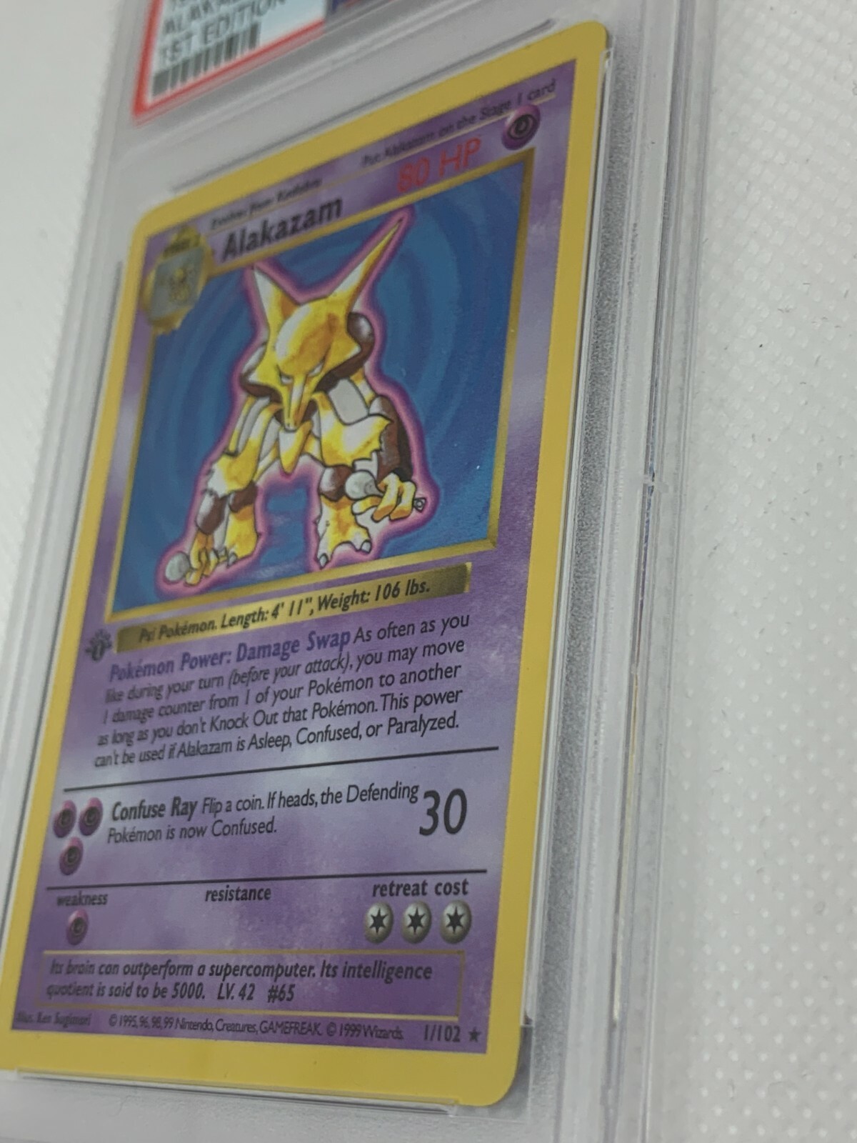 Pokemon Alakazam #7 1st Edition HOLO Foil 1999 Graded PSA EX - MT 6 ...