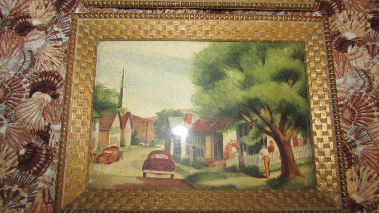 GENE WALSH VINTAGE PAIR PICTURES FRAMES WOOD BASKETWEAVE DESIGN 6" x 8 ...