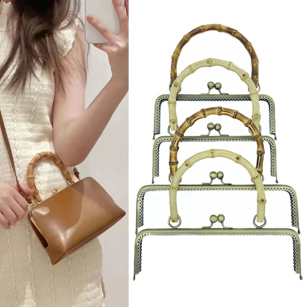 With Bamboo Handle Kiss Clasp Lock Handbag Buckle Clamp Purse Making ...