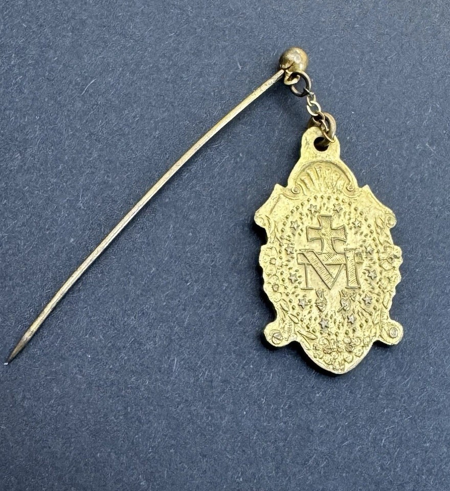 Vintage 10K Gold Religious Stick Pin – Our Lady of Mt. Carmel Medal, 6g ...